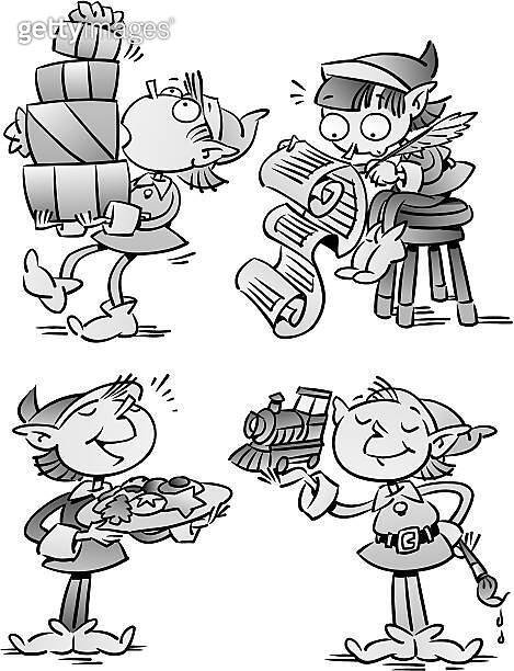 Elves ' Grayscale ' Elves working overtime ' Each has their own talents ...