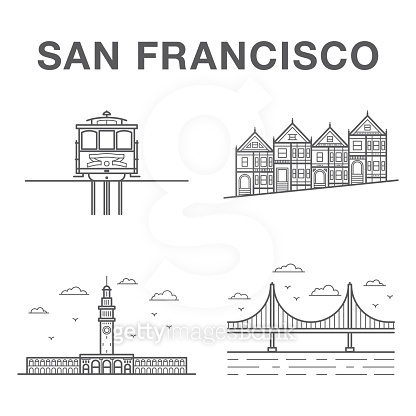 Big bundle of world famous San Francisco city landmarks (514276970 ...