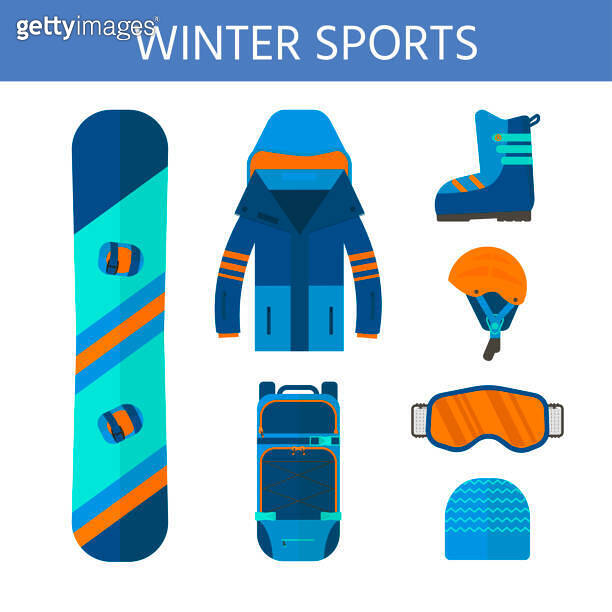 Winter sport icons collection. Skiing and snowboarding set equip ...