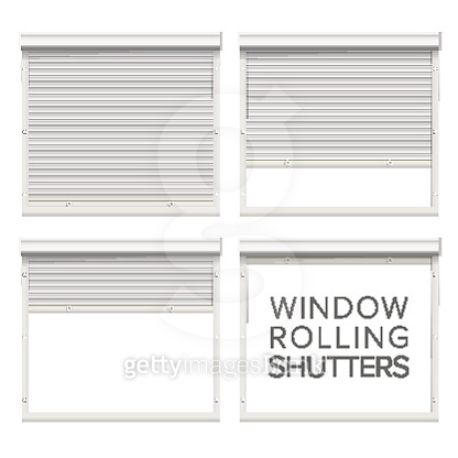 Window Roller Shutters Vector. Opened And Closed. Realistic Window ...