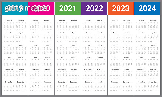 Year 2019 2020 2021 2022 2023 2024 calendar vector design template ...