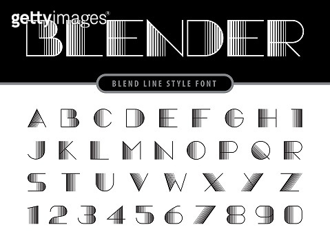 Vector of Modern Linear Alphabet Letters and numbers, Lines Blend ...