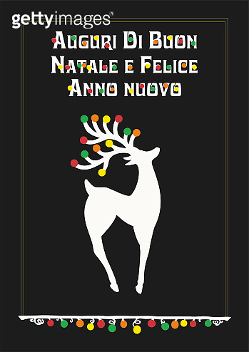 Vector illustration with Beautiful Christmas Reindear, Text in Italian ...