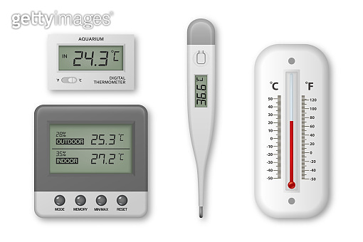 Vector realistic 3d celsius and fahrenheit meteorology, weather ...
