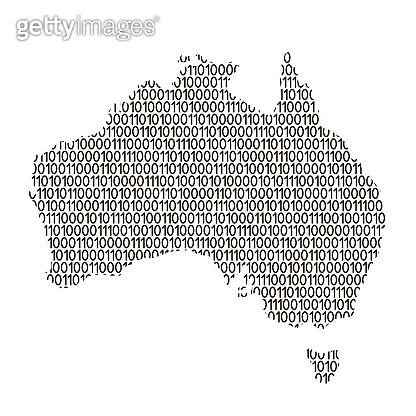 Australia map abstract schematic from black ones and zeros binary ...
