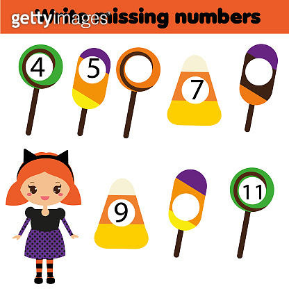 Mathematics educational game for children. Write the missing numbers ...