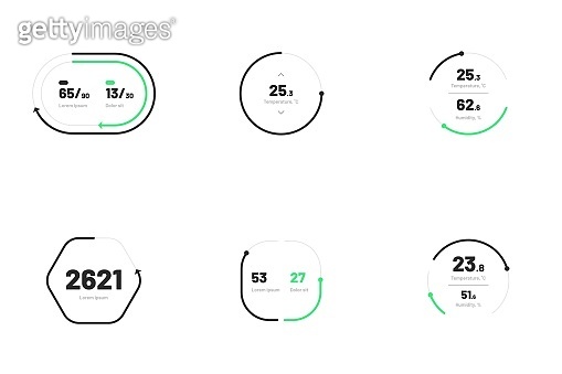 Set With Collection Of Indicator Template Dashboard Ui And Ux Kit