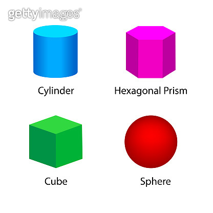 set 3D shapes vocabulary in english with their name clip art collection ...