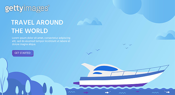 Design template for webpage with sea, ocean and nautical vehicles: sail ...