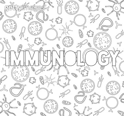 Immunology doodle and medical illustration for coloring books, covers ...