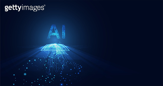 Abstract technology Ai computing on circle concept working data of Artificial intelligence and ...