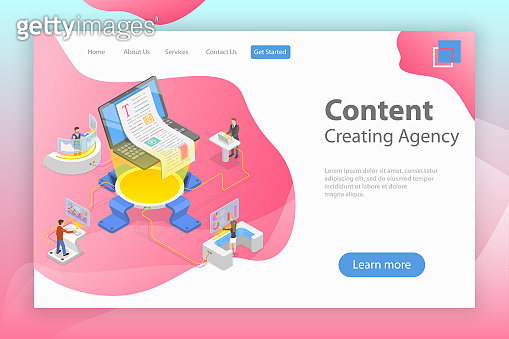Flat Isometric Vector Landing Pate Template Of Content Creating Copywriting 1143025064 일러스트
