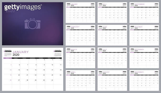 Calendar planner 2020, template design. Week Starts on Sunday ...