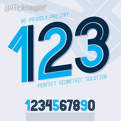 Set of vector numbers made with white lines, can be used for emblem ...