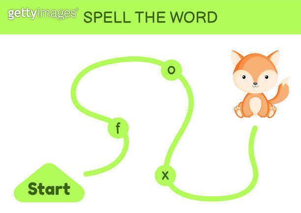 Maze for kids. Spelling word game template. Learn to read word fox ...