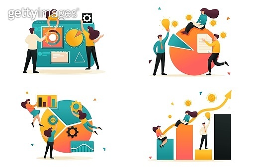 Flat 2d Data Analysis Chart With Data Data Collections Concept For Web Design 1254858189