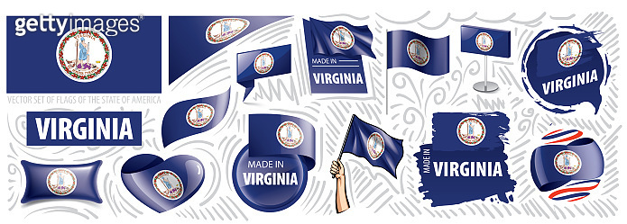 Vector set of flags of the American state of Virginia in different ...