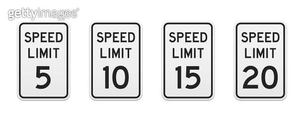 Speed limit traffic signs from 5 to 20 miles per hour. Set of vector ...