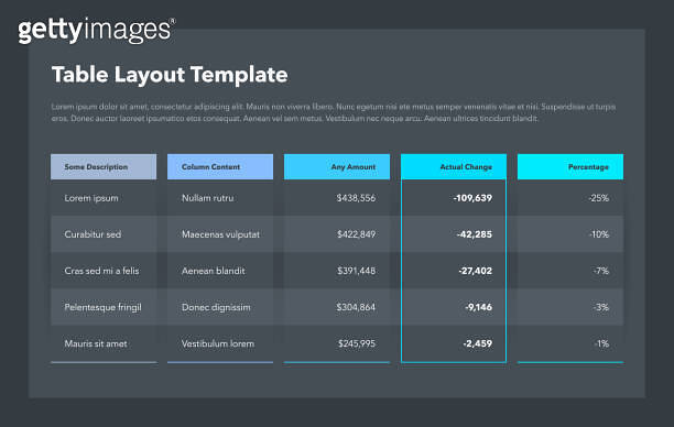 Modern business table layout template - dark version (1202752777) - 게티이미지뱅크 Modern business table layout template - dark version (1202752777) - 게티이미지뱅크