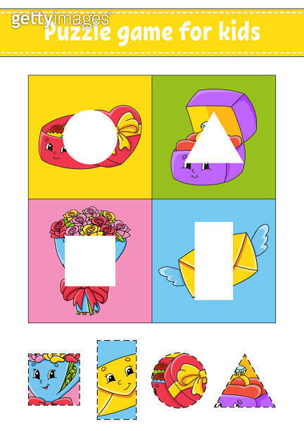 Puzzle game for kids. Cut and paste. Cutting practice. Learning shapes ...