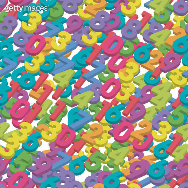 Mosaic of colorful 3D digits. Background of numbers. Vector seamless ...