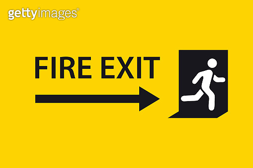 Exit Sign Emergency Fire Exit Sign Man Figure Running To Doorway