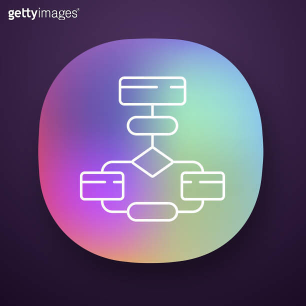 Flow diagram app icon. Flowchart. Process visualization. Problem solving stages. Program logic ...