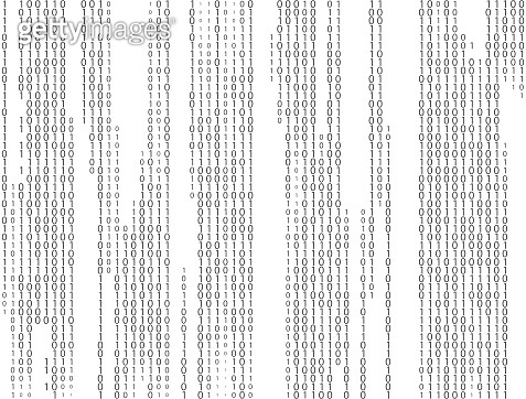 Vector matrix background. Stream of binary code on screen. Data and technology, decryption and ...