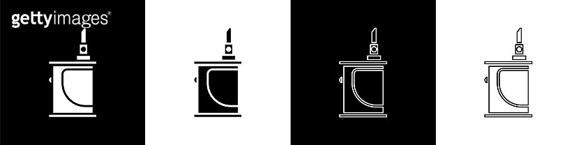 Set Electronic cigarette icon isolated on black and white background. Vape smoking tool ...