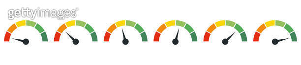 Speedometer Tachometer Indicator Icons Performance Measurement White Background Vector