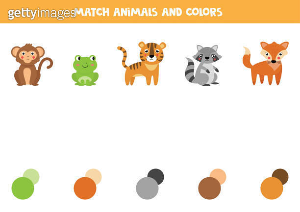 Match animals and their colors. Educational worksheet for kids ...