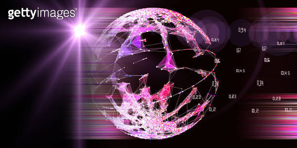 Big Data Abstract Polygonaly Artificial Intelligence Spherical Grid With Data Analytics