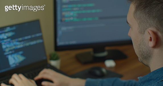 Man Coding Html And Programming On Screen Monitors Development Web 5220