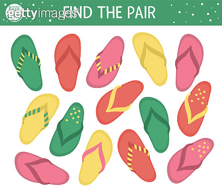 Find two same flip-flops. Summer matching activity for preschool ...