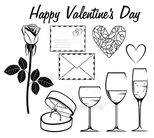 Image set for a card for Valentine's Day in black and white. (a10756905 ...