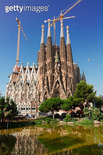 famous cathedral church Sagrada Familia designed by Gaudi, which is ...