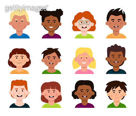 Set of avatars of different children. Multi-ethnicity, diversity ...