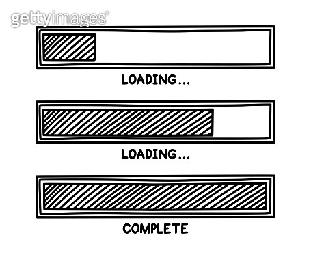 Progress loading bar. Infographics design element with status of completion. Hand drawn vector ...