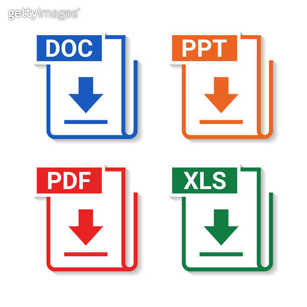 Set Of File Type Format And Extension Of Documents Pdf Doc Ppt And Xls File Download