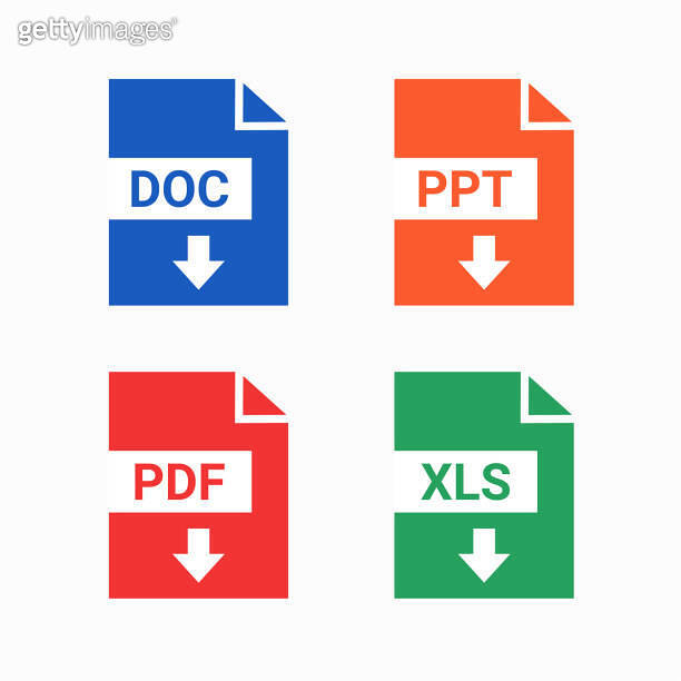 Set Of File Type Format And Extension Of Documents Pdf Doc Ppt And Xls File Download