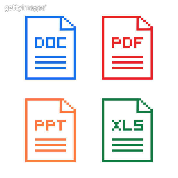 Pdf Doc Ppt And Xls File Type Format And Extension Of Documents 1343172156 게티이미지뱅크
