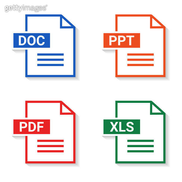 Set Of File Type Format And Extension Of Documents Pdf Doc Ppt And Xls 1342483425 일러스트