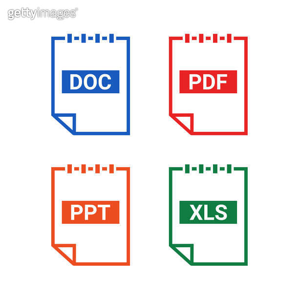 Set Of File Type Format And Extension Of Documents Pdf Doc Ppt And Xls 1344552677 게티이미지뱅크