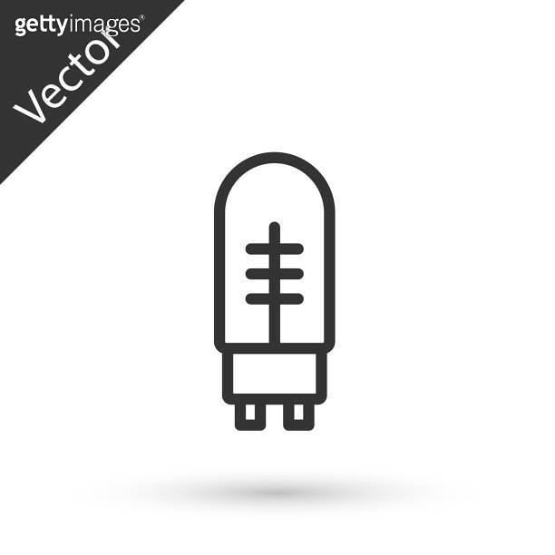 Grey line Light emitting diode icon isolated on white background. Semiconductor diode electrical ...