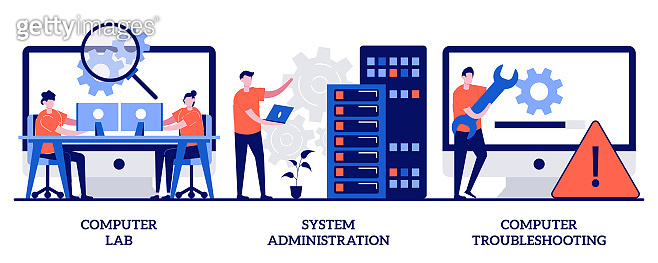 Computer Lab System Administration Troubleshooting Concept With Tiny 7765