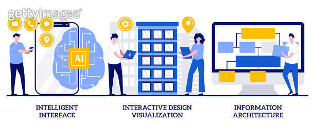 Intelligent interface, interactive design visualization, information architecture concept with ...