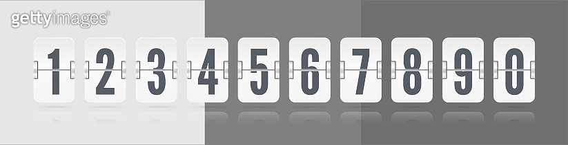 White Set Of Flip Floating Scoreboard With Reflections And Numbers And