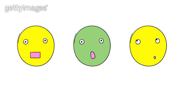 Set Of Cute Emoticons Emoji Smile Icons Isolated Vector Illustrations