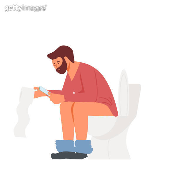 Sick man with diarrhea sitting on the toilet (1352196511) 일러스트, 무료 일러스트 - 게티이미지뱅크