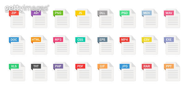 File Type Icons Format And Extension Of Documents Set Of Pdf Doc Excel Png Psd